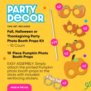 Big Dot of Happiness Pumpkin Patch - Fall Photo Booth Props - Fall Photo Props - Thanksgiving Decorations - Halloween Decorations- Photo Booth Props - Fall Décor - 10 Count