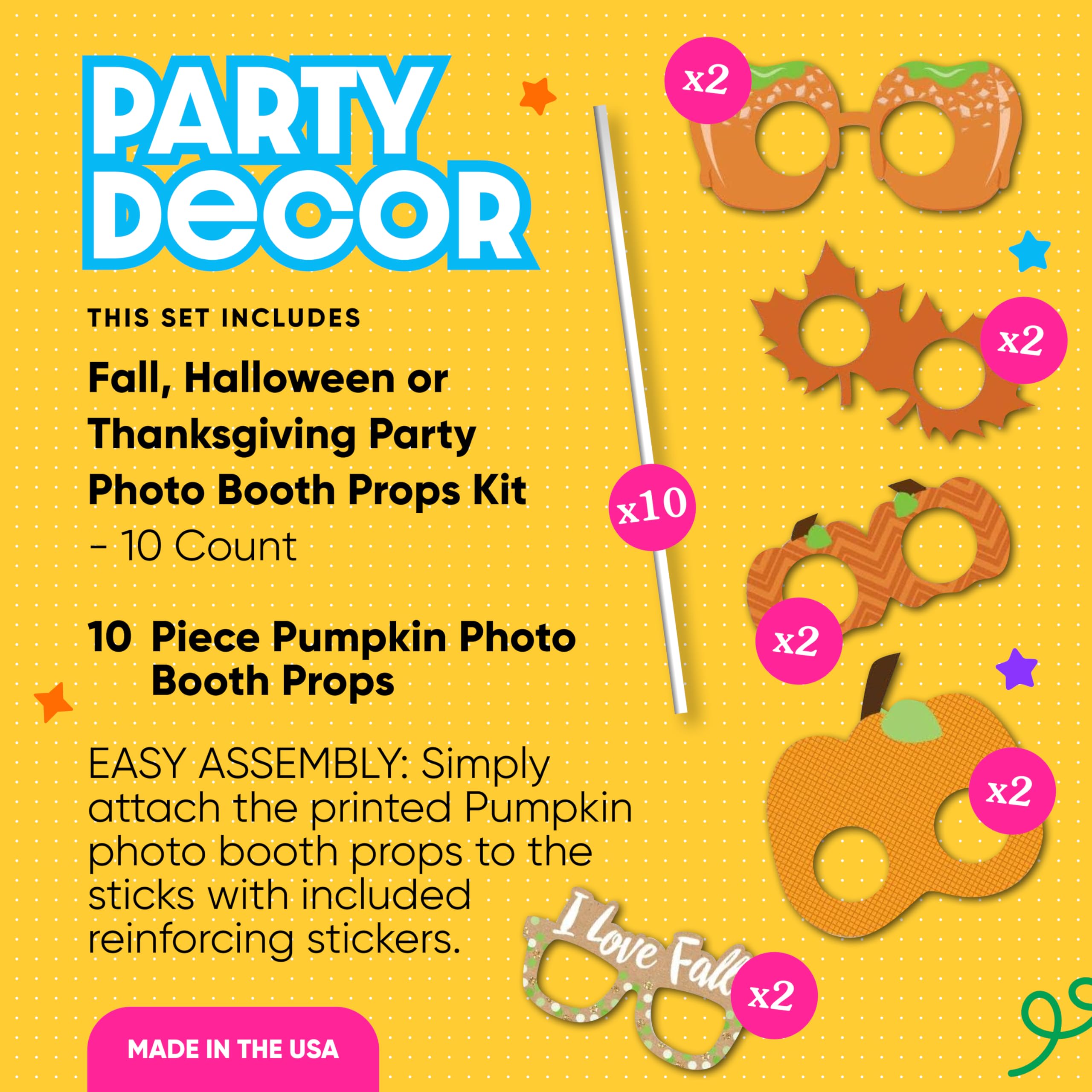 Big Dot of Happiness Pumpkin Patch - Fall Photo Booth Props - Fall Photo Props - Thanksgiving Decorations - Halloween Decorations- Photo Booth Props - Fall Décor - 10 Count