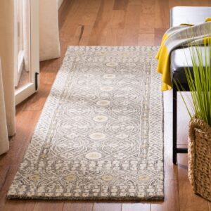 safavieh micro-loop collection accent rug - 2'6" x 4', charcoal & ivory, handmade wool, ideal for high traffic areas in entryway, living room, bedroom (mlp801h)