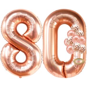 katchon, giant 80th birthday decorations for women - 40 inch | rose gold 80 balloon numbers | rose gold 80th birthday balloons for women | 80 balloons rose gold for 80 birthday decorations for women