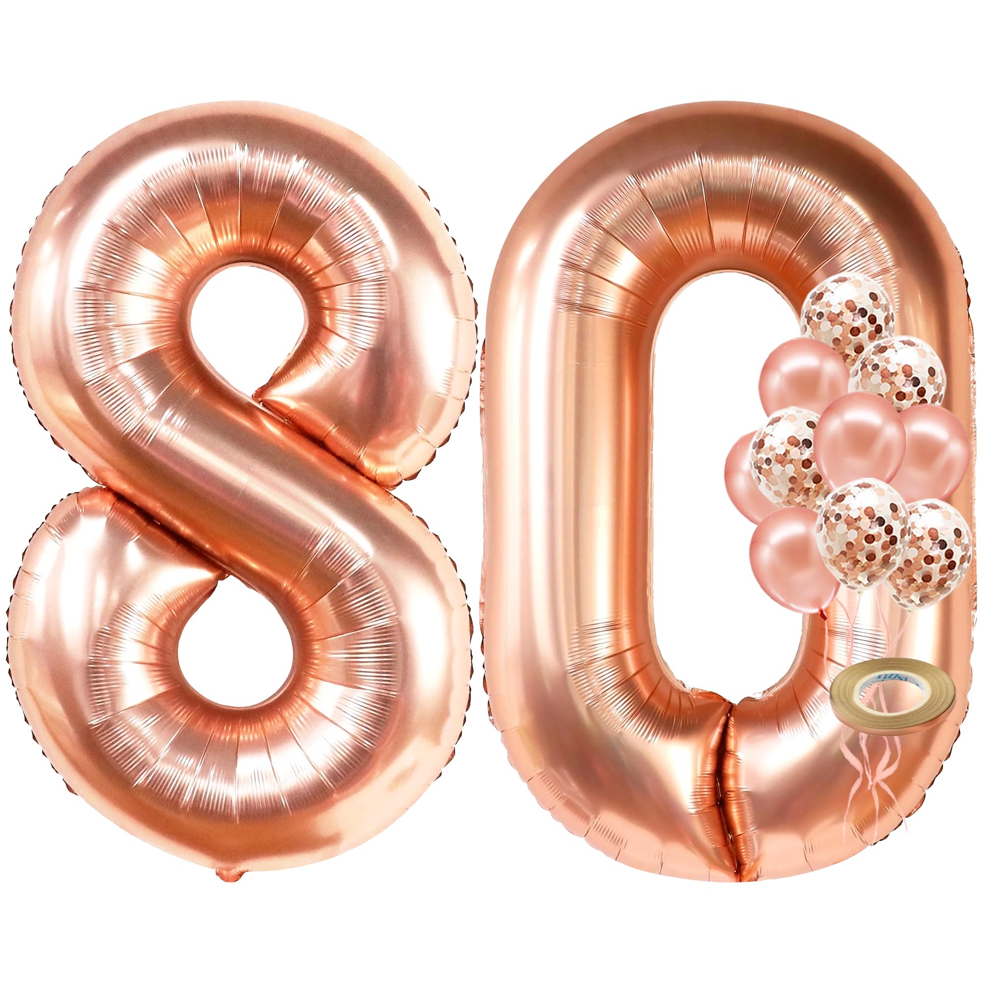 KatchOn, Giant 80th Birthday Decorations for Women - 40 Inch | Rose Gold 80 Balloon Numbers | Rose Gold 80th Birthday Balloons for Women | 80 Balloons Rose Gold for 80 Birthday Decorations for Women