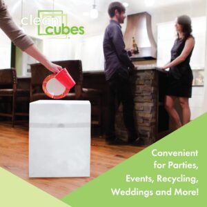 Clean Cubes 13 Gallon Disposable Trash Cans (6-Pack). Reusable Garbage and Recycling Bins for Parties, Events, and More (White - 17" Height x 13.5" Width x 10" Depth)