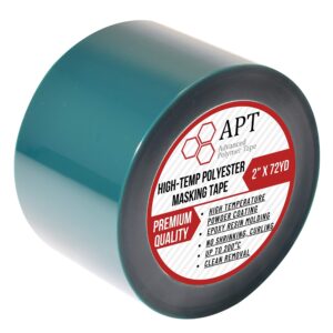 apt,2 mil polyester tape with silicone adhesive, pet tape, high temperature tape, 3.5 mil thickness, powder coating, e-coating (1, 2" x 72yds)