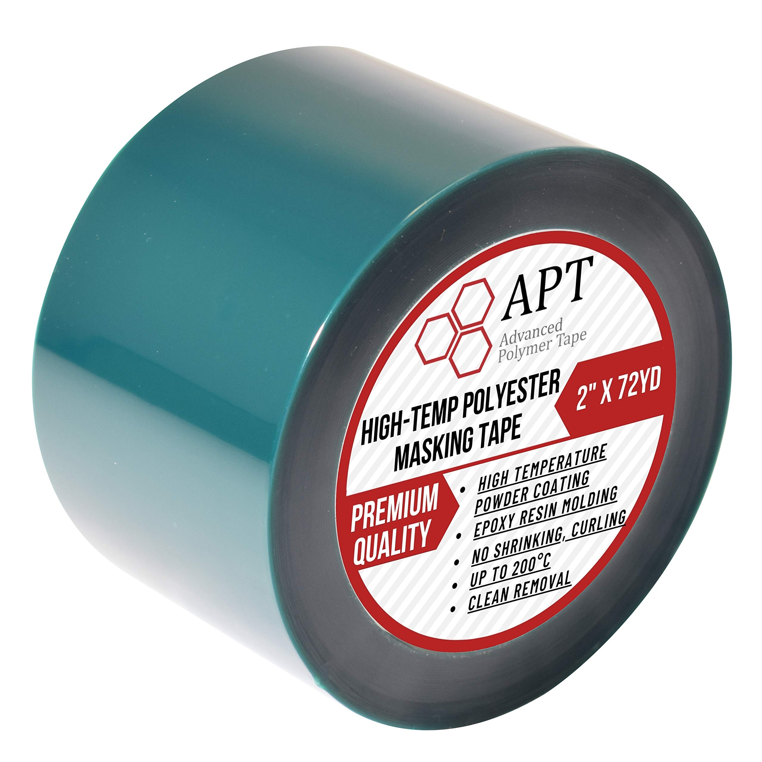 APT,2 Mil Polyester Tape with Silicone Adhesive, PET Tape, high Temperature Tape, 3.5 mil Thickness, Powder Coating, E-Coating (1, 2" x 72Yds)