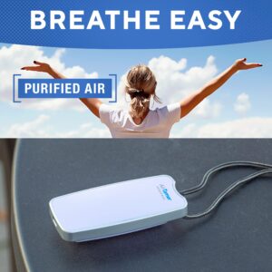 AirTamer A310 Rechargeable Personal Air Purifier, Proven Performance, Virus and Pollutant Tested*, White with Leather Travel Case