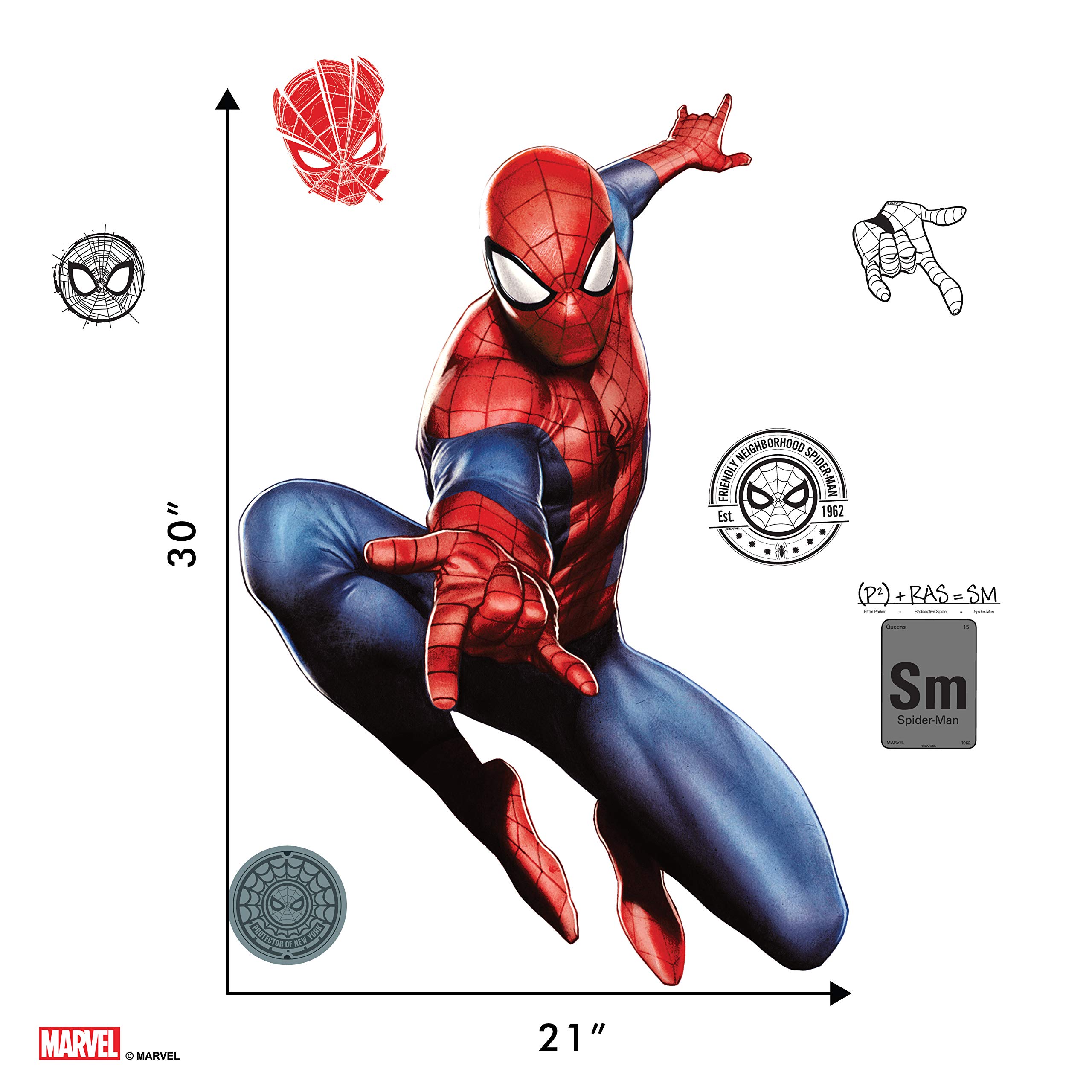 Wall Palz Marvel Spider-Man Peel and Stick Wall Decals - 30" Spider-Man Wall Decor with 3D Augmented Reality Interaction Marvel Decals for Wall