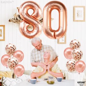 KatchOn, Giant 80th Birthday Decorations for Women - 40 Inch | Rose Gold 80 Balloon Numbers | Rose Gold 80th Birthday Balloons for Women | 80 Balloons Rose Gold for 80 Birthday Decorations for Women