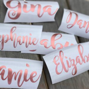 Personalized Bridesmaid Vinyl Decal ONLY DIY for Tumblers Cups Rose Gold on Champagne Glasses Maid of Honor Gifts