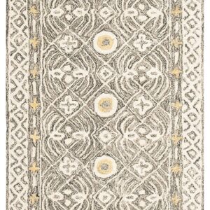 SAFAVIEH Micro-Loop Collection Accent Rug - 2'6" x 4', Charcoal & Ivory, Handmade Wool, Ideal for High Traffic Areas in Entryway, Living Room, Bedroom (MLP801H)