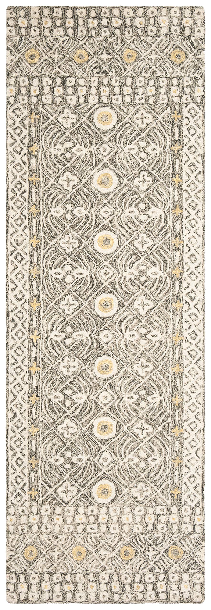 SAFAVIEH Micro-Loop Collection Accent Rug - 2'6" x 4', Charcoal & Ivory, Handmade Wool, Ideal for High Traffic Areas in Entryway, Living Room, Bedroom (MLP801H)