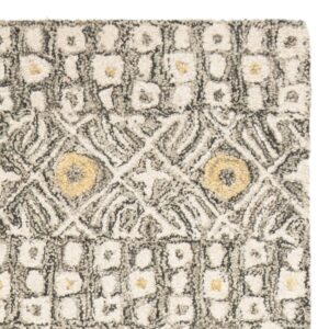 SAFAVIEH Micro-Loop Collection Accent Rug - 2'6" x 4', Charcoal & Ivory, Handmade Wool, Ideal for High Traffic Areas in Entryway, Living Room, Bedroom (MLP801H)