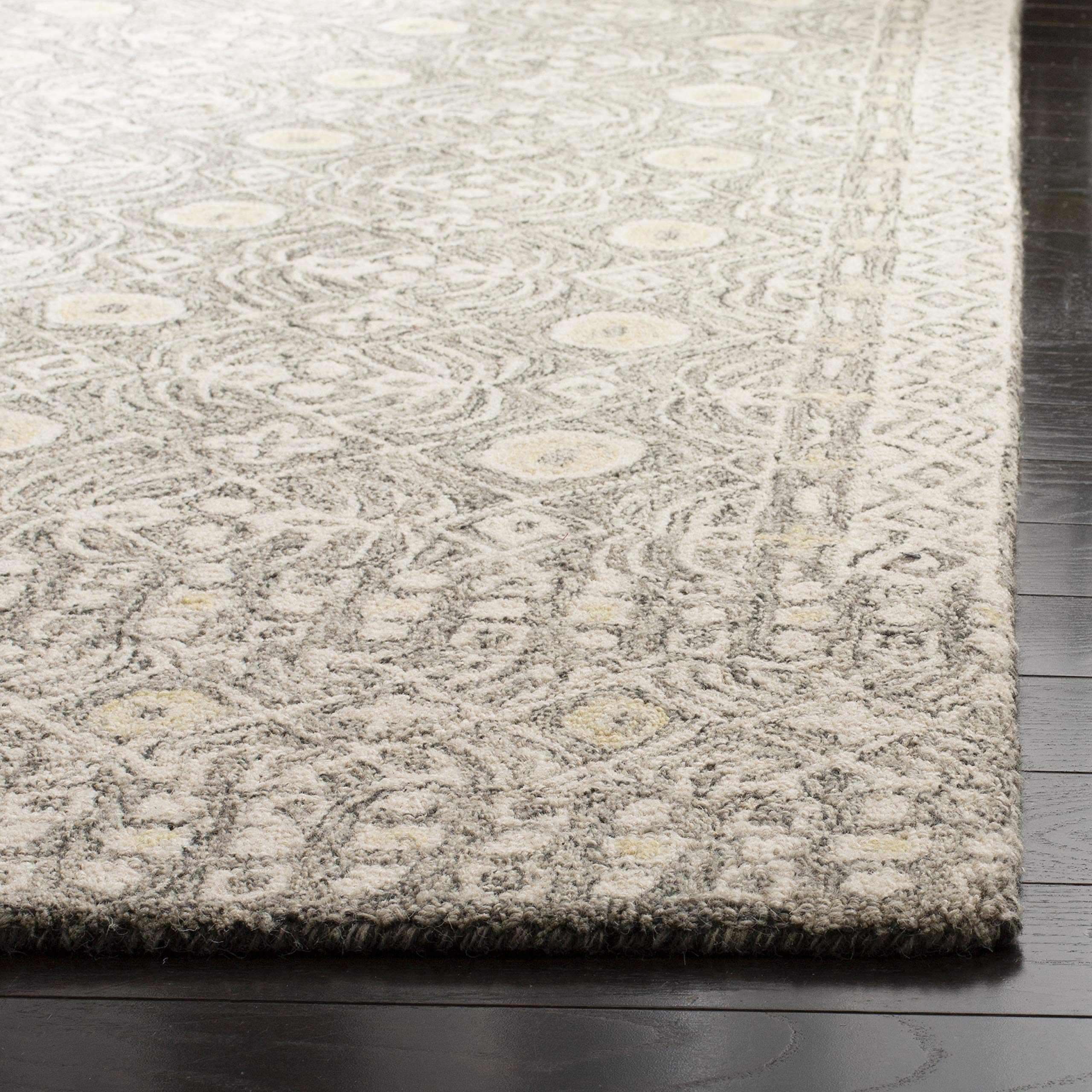 SAFAVIEH Micro-Loop Collection Accent Rug - 2'6" x 4', Charcoal & Ivory, Handmade Wool, Ideal for High Traffic Areas in Entryway, Living Room, Bedroom (MLP801H)