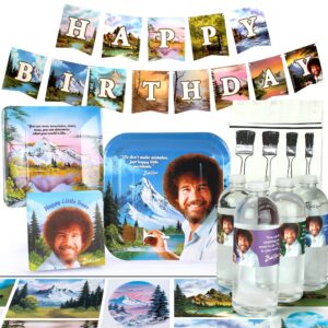 bob ross party supplies (standard) classic happy birthday decorations, graduation, retirement, art party, 66 piece set, by prime party