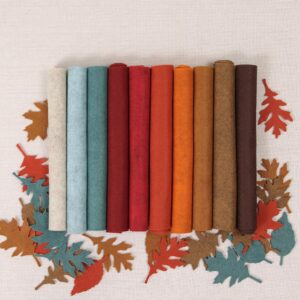 benzie design wool felt, 10 pcs 9"x12" in autumn colors, 1 mm thick, soft & pliable, wool blend felt, harvest moon 9"x12"