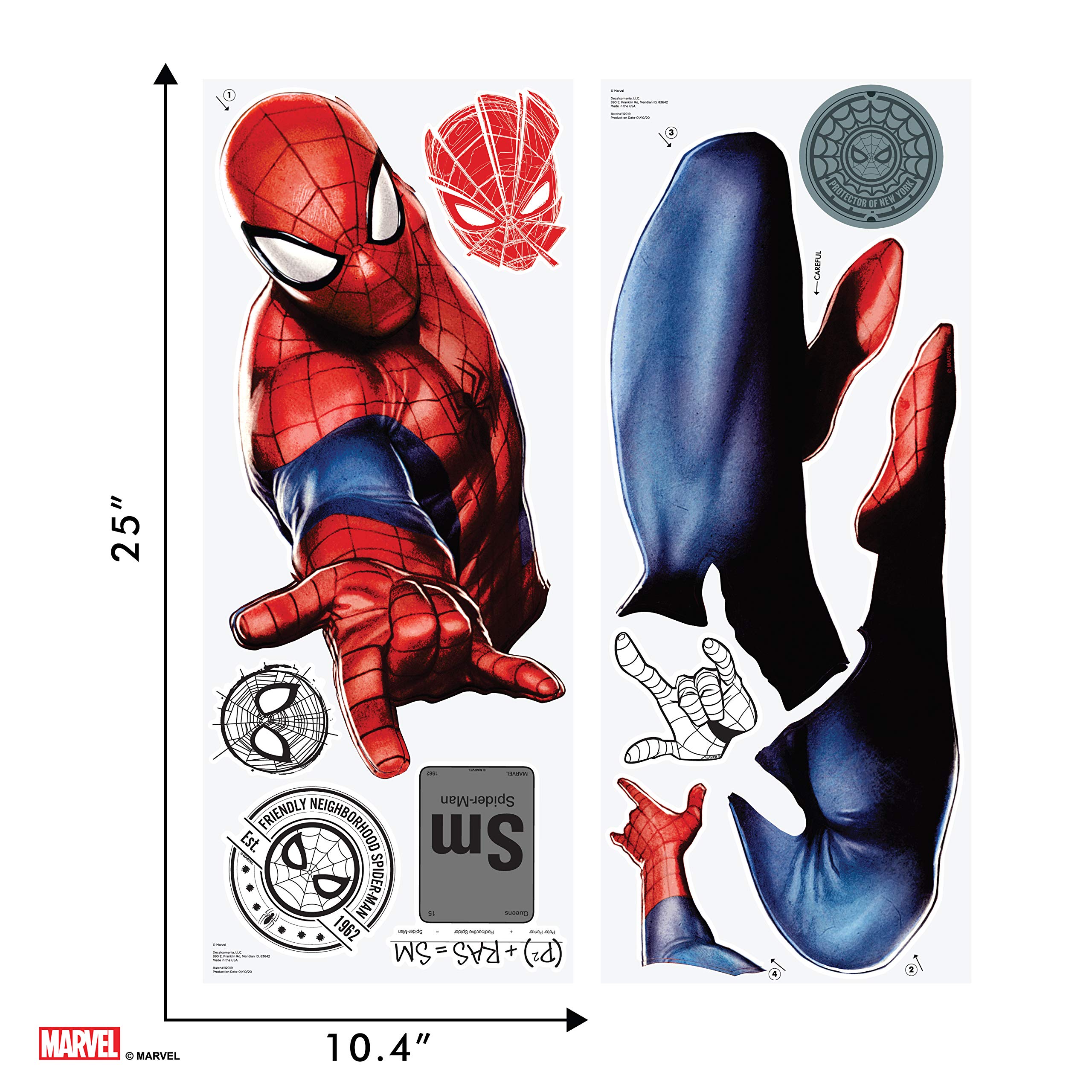 Wall Palz Marvel Spider-Man Peel and Stick Wall Decals - 30" Spider-Man Wall Decor with 3D Augmented Reality Interaction Marvel Decals for Wall