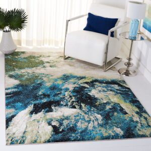 SAFAVIEH Glacier Collection 5'3" Round Blue/Multi GLA123B Modern Abstract Non-Shedding Dining Room Entryway Foyer Living Room Bedroom Area Rug