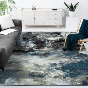 SAFAVIEH Glacier Collection 5'3" Round Blue/Multi GLA123B Modern Abstract Non-Shedding Dining Room Entryway Foyer Living Room Bedroom Area Rug