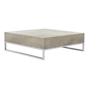 safavieh outdoor collection eartha modern dark grey concrete coffee table (fully assembled)