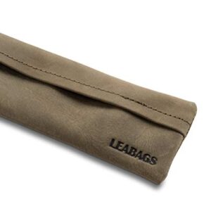 LEABAGS Leather Pencil Case - Genuine Leather Pencil Pouch Fort Vaux - Pen Case for Adults Men Women Work University Olive Green