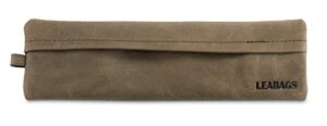 leabags leather pencil case - genuine leather pencil pouch fort vaux - pen case for adults men women work university olive green