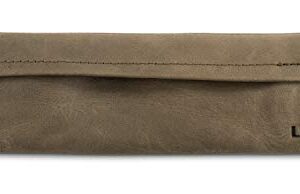 LEABAGS Leather Pencil Case - Genuine Leather Pencil Pouch Fort Vaux - Pen Case for Adults Men Women Work University Olive Green