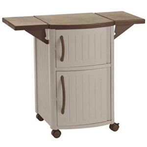 Suncast New Portable Outdoor Patio Prep Serving Station Table & Cabinet (2 Pack)