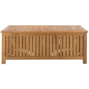 SAFAVIEH PAT7037A Outdoor Collection Abri Teak 47.63" Cushion Deck Box