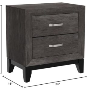 Acme Valdemar Metal and Wood 2-Drawers Nightstand in Weathered Gray