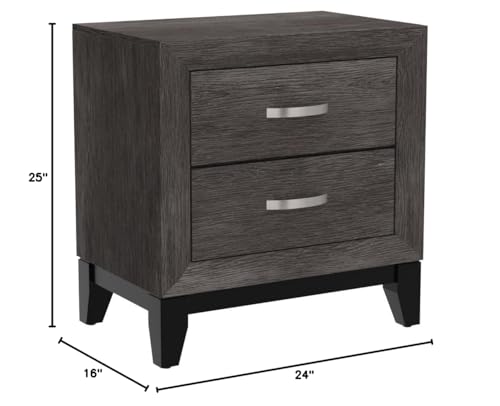 Acme Valdemar Metal and Wood 2-Drawers Nightstand in Weathered Gray