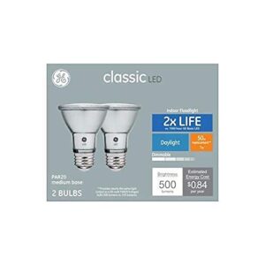 ge classic 2-pack 50 w equivalent dimmable daylight par20 led light fixture light bulbs