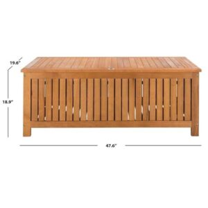 SAFAVIEH PAT7037A Outdoor Collection Abri Teak 47.63" Cushion Deck Box