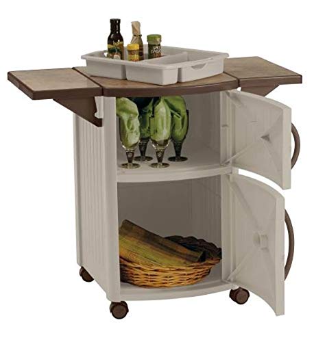 Suncast New Portable Outdoor Patio Prep Serving Station Table & Cabinet (2 Pack)