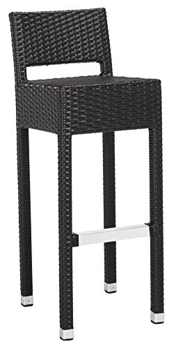 SAFAVIEH FOX5212A Collection Landry Black Indoor/Outdoor Bar Stool