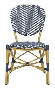 safavieh pat4010a-set2 outdoor collection lisbeth navy and white french bistro stacking side chair