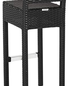 SAFAVIEH FOX5212A Collection Landry Black Indoor/Outdoor Bar Stool