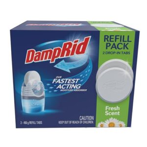 damprid fresh scent drop-in tab refill - 2 pack - 15.8 oz. refill tabs - moisture absorber