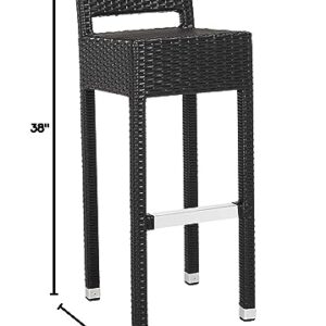 SAFAVIEH FOX5212A Collection Landry Black Indoor/Outdoor Bar Stool