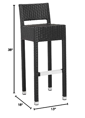 SAFAVIEH FOX5212A Collection Landry Black Indoor/Outdoor Bar Stool