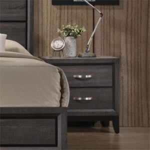 Acme Valdemar Metal and Wood 2-Drawers Nightstand in Weathered Gray