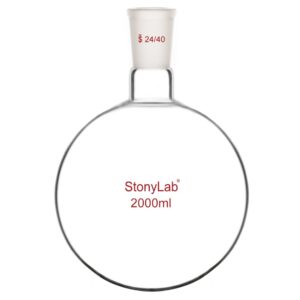 stonylab 2000 ml glass single neck round bottom flask rbf, with 24/40 standard taper outer joint, 2 l (2 liter)