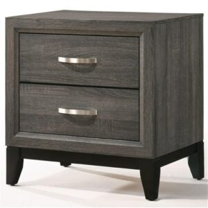 acme valdemar metal and wood 2-drawers nightstand in weathered gray