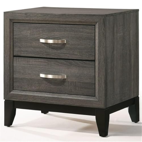 Acme Valdemar Metal and Wood 2-Drawers Nightstand in Weathered Gray