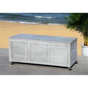 Safavieh PAT7038B Outdoor Collection Elina Grey Wash 47.2" Cushion Deck Box