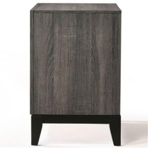 Acme Valdemar Metal and Wood 2-Drawers Nightstand in Weathered Gray