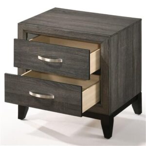 Acme Valdemar Metal and Wood 2-Drawers Nightstand in Weathered Gray