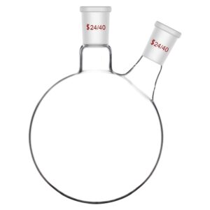 stonylab 1000ml glass 2 neck round bottom flask rbf, with 24/40 center and side standard taper outer joint - 1l (1 liter)