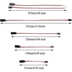 WMYCONGCONG 25 PCS 5 Sizes Male to Female 3 Pin Servo Extension Lead Wire Cable Compatible with Futaba JR Servo Extension Connection