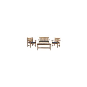 safavieh outdoor collection burbank teak and navy 4 pc outdoor set