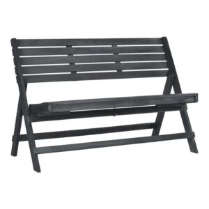 safavieh outdoor collection luca dark slate grey folding bench