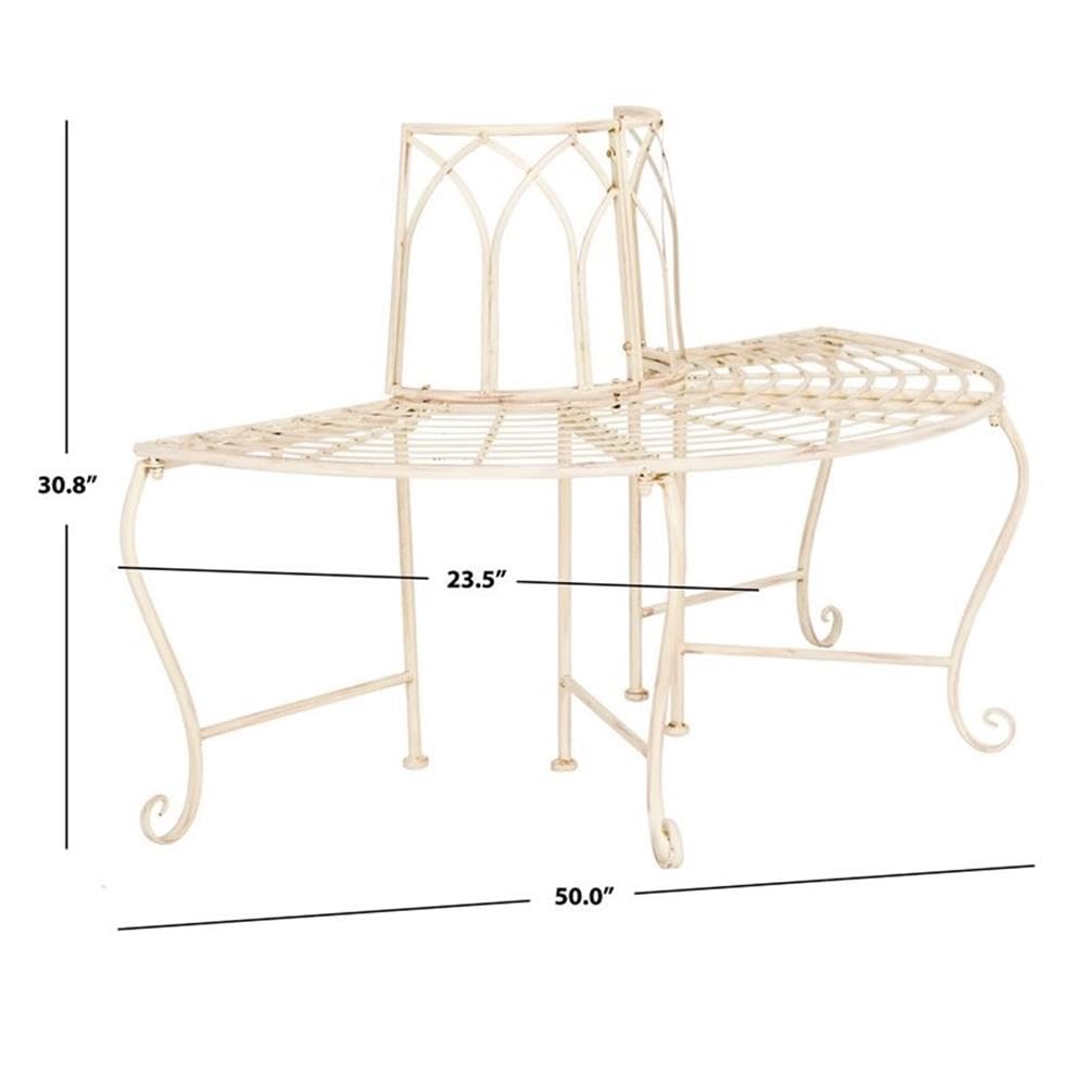 SAFAVIEH PAT5018A Collection Abner Antique White Wrought Iron 45.75" Outdoor Garden Bench